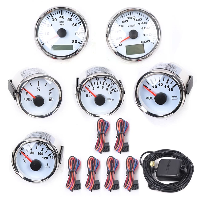 UNIVERSAL 6 GAUGE Kit GPS Speedometer Fit Car Marine Boat Truck Yacht ...