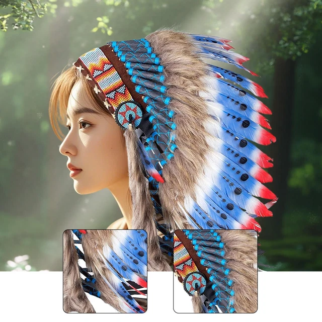 NATIVE AMERICAN HEADDRESS Men Women Performance Photo Props Cosplay $50 ...