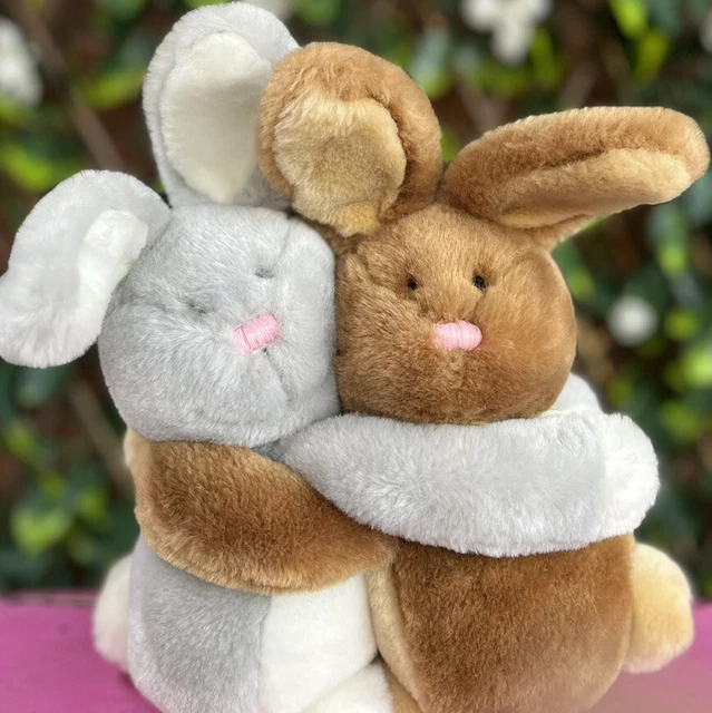 ST MICHAEL SNUGGLES Pair RABBITS Hugging Bunny Plush Soft Toy M&S 30cm ...