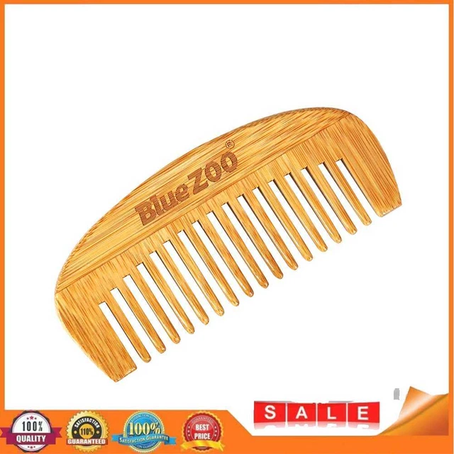 WOODEN COMB BAMBOO Crescent Shape Anti-Static Comb Natural Mini ...