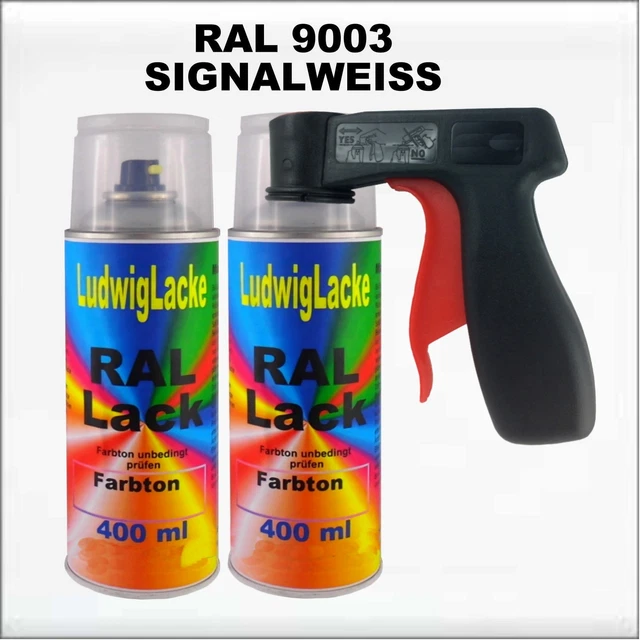 2X RAL 9003 BLANC SIGNAL MAT Dans Une Spraydose 400ml 1K + Poignée EUR ...
