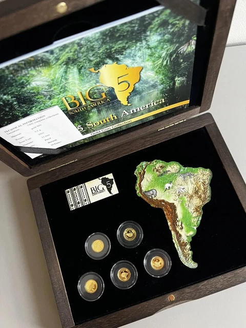 FINE GOLD 24K 50 Francs Coin Set Of Big Five South America £375.00 ...