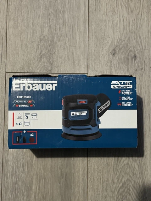ERBAUER 18V SANDER 125mm ERI1105SDR Li-Ion EXT Brushless Cordless ...