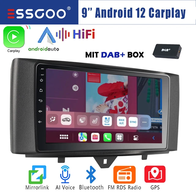 &AUTORADIO ANDROID 12 CarPlay per Smart Fortwo 451 2010-15 GPS Navi WIFI DAB+ 9" EUR 179,40 ...