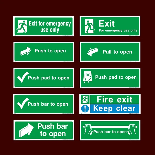 FIRE EXIT / Push Bar / Emergency / Push Pad - Plastic Sign, Sticker ...