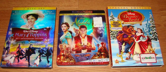 DISNEY DVD COLLECTION Aladdin, Beauty and the Beast Christmas, Mary ...