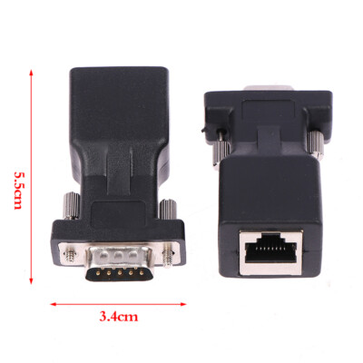 DB9 RS232 MALE/FEMALE To RJ45 Adapter COM Port to LAN Ethernet Port ...