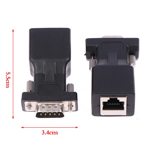DB9 RS232 MALE/FEMALE To RJ45 Adapter COM Port to LAN Ethernet Port ...