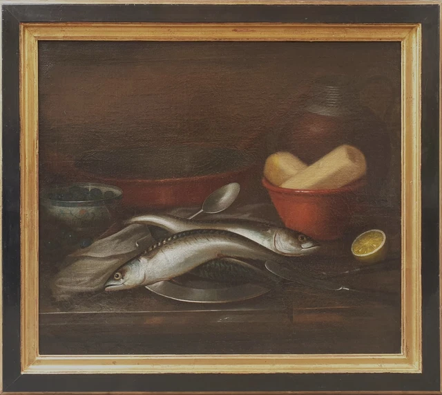 TABLEAU NATURE MORTE still life poissons fruits flamand 17e ancien huile toile EUR 2.900,00 ...