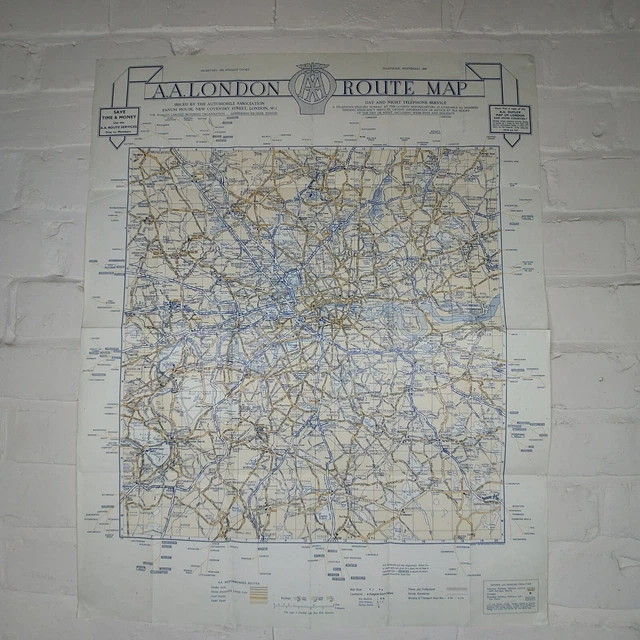 C1940 AA ROUTE Map Of London Large Fold Out - Very nice condition ...
