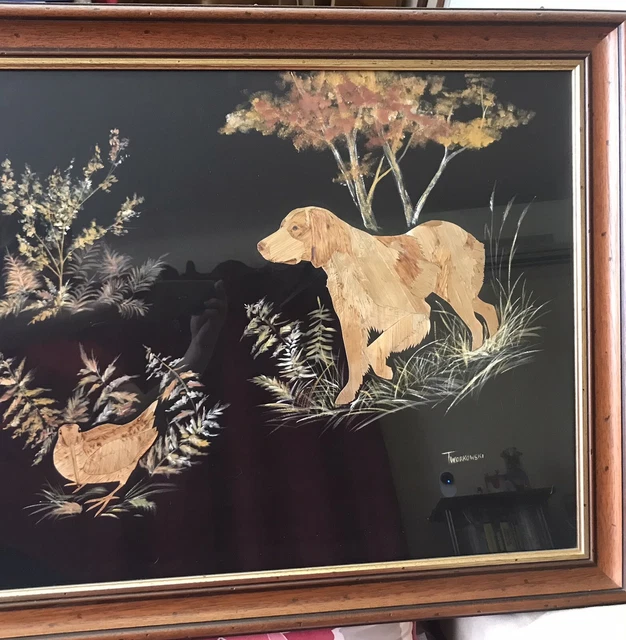 TABLEAU SCÈNE DE Chasse Signé Tworkowski - Marqueterie Et Peinture Sur ...