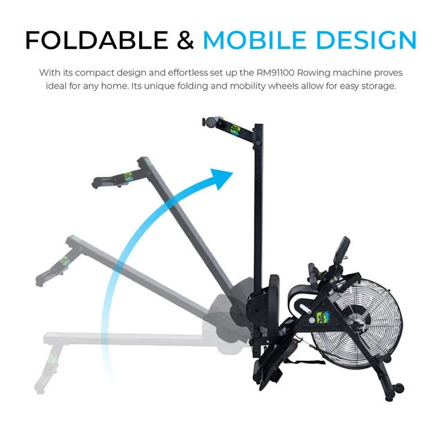 AIR ROWING MACHINE for Home Use Foldable Compact Rower Bluetooth LCD ...