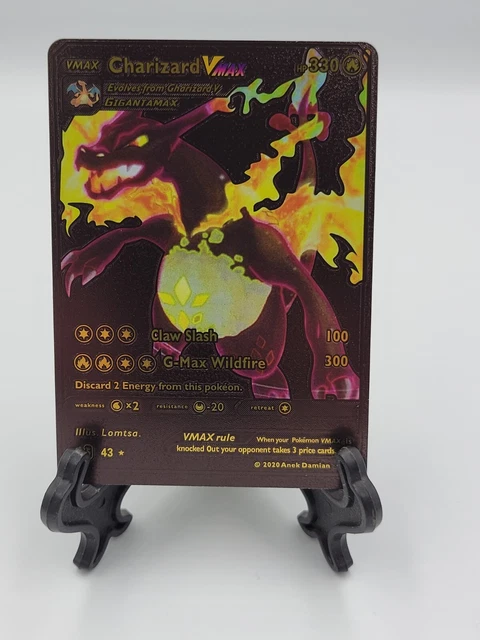 POKEMON DRACAUFEU (CHARIZARD) VMAX Gold Foil Fan Art Card In French ...