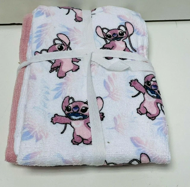 DISNEY LILO & Stitch Angel 2x Tea Towel Soft Pink & White Kitchen ...
