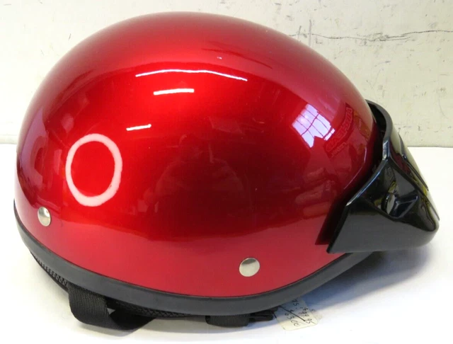 KBC MOTORCYCLE HALF Helmet Fiberglass Size M DOT Cert Red w/ Snap on ...