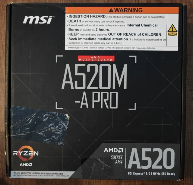 MSI A520M-A PRO Socket AM4 Micro ATX AMD A520 (7C96-001R) Motherboard £ ...
