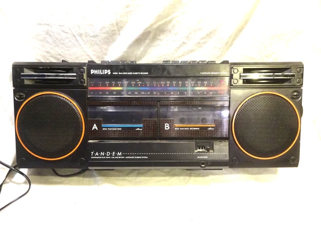 PHILIPS D8334 TANDEM Ghettoblaster Retro Kassettenrekorder Boombox EUR ...