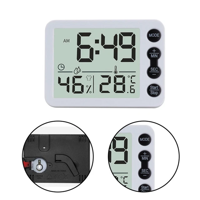 MINI ALARM TRAVEL Clock with Temperature Display and 12hr/24hr Format ...