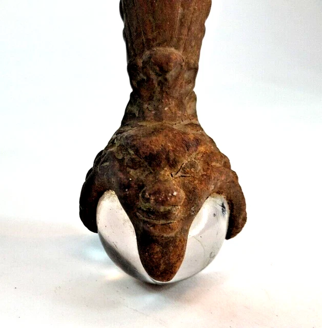 ANTIQUE IRON CLAW Foot Over Glass Ball - Rare & Unique Face in the ...
