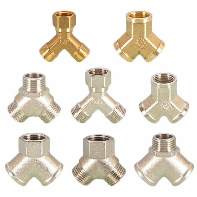 BRASS BSP 1/2& Female/Male Thread Y-Type 3-Way Pipe Fittings Connector ...