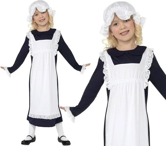CHILDRENS GIRLS POOR Victorian Girl Fancy Dress Costume Childs Outfit ...