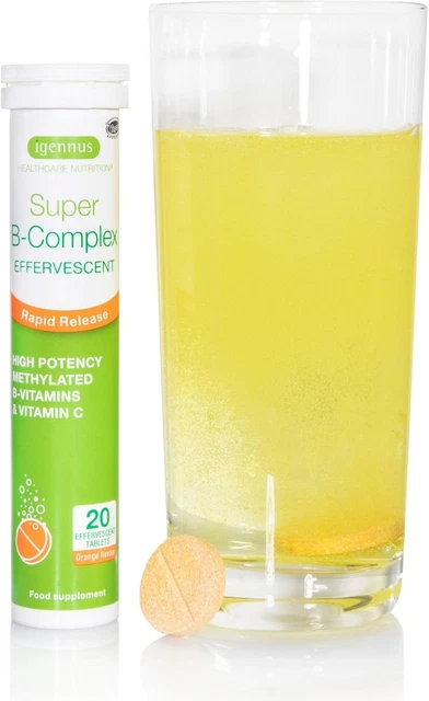 SUPER B-COMPLEX LIQUID B-Vitamin Effervescent Drink, Methylated, Fast ...