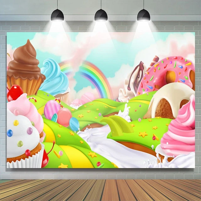 LOVELY RAINBOW CANDY Land Dessert Birthday Backdrop $35.97 - PicClick AU