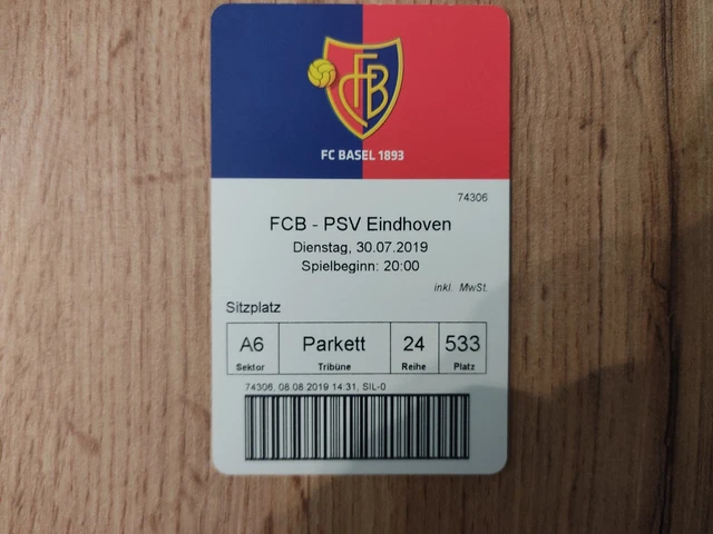 TICKET BILLET FOOTBALL collection UEFA Bâle/Psv Eindhoven 30/07/2019 ...