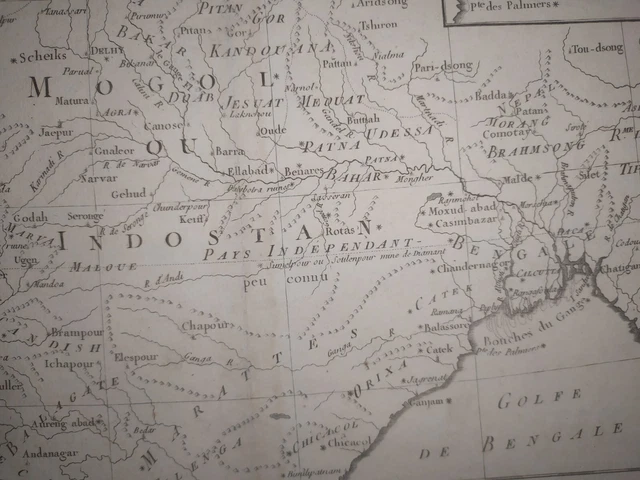 1782 INDIA SUPERIORE Carta geografica Mappa Gange Bengala Indostan EUR ...