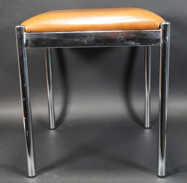 VINTAGE PANTON ERA Steel Tube Design Stool Chrome Look Faux Leather ...
