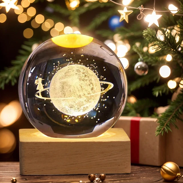 3D ENGRAVED LED Crystal Ball Light USB Charging for Bedroom Decor ...