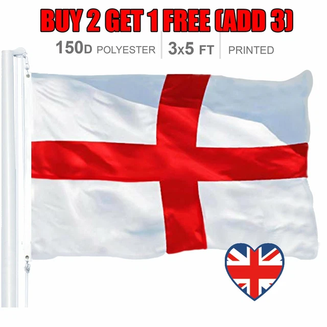 ENGLAND FLAG 5FT X 3FT St George Cross Flags English Eyelets £4.69 - PicClick UK