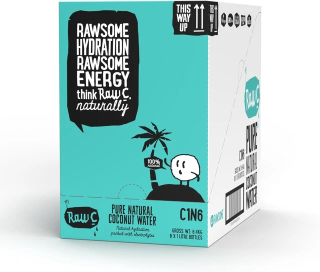 RAW C STRAIGHT up Coconut Water 1 Litre (Pack of 6) $56.99 - PicClick AU
