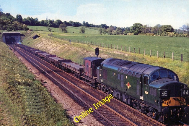 RAILWAY PHOTO 6X4 Class 37 D6711 BR Green Freight at Peascliffe Tunnel ...