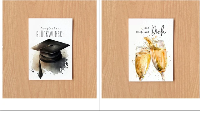 GRADUATION CARD KARTE Grußkarte Glückwunschkarte Abschluß Abitur Doktor ...
