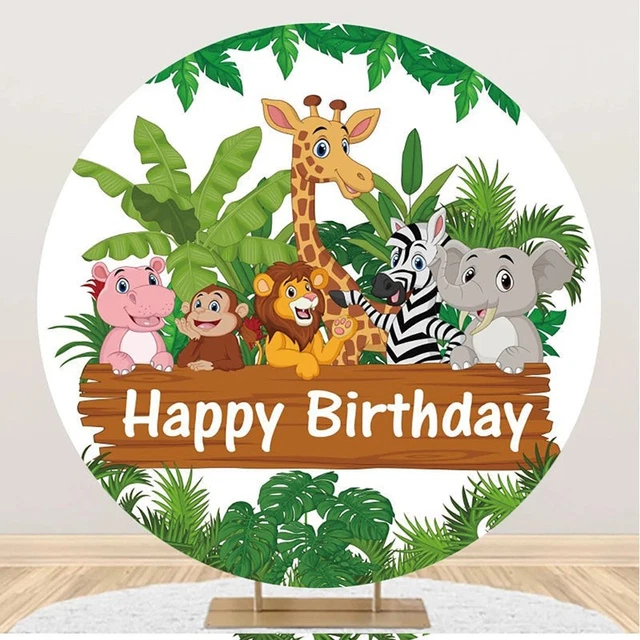 ROUND SAFARI FOREST Animals Birthday Party Backdrop $35.97 - PicClick AU