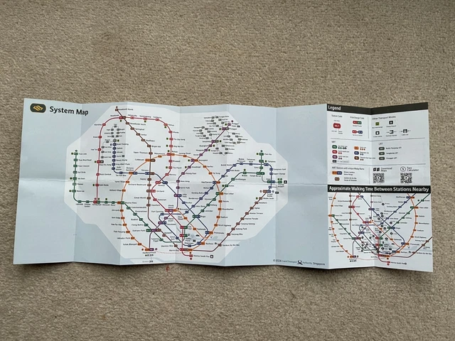 SINGAPORE MRT SYSTEM map, 2024. Issued by Land Transport Authority. $5. ...