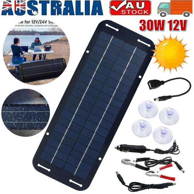 12V 30W SOLAR Panel Kit Portable RV Boat Car Trickle Battery Charger ...