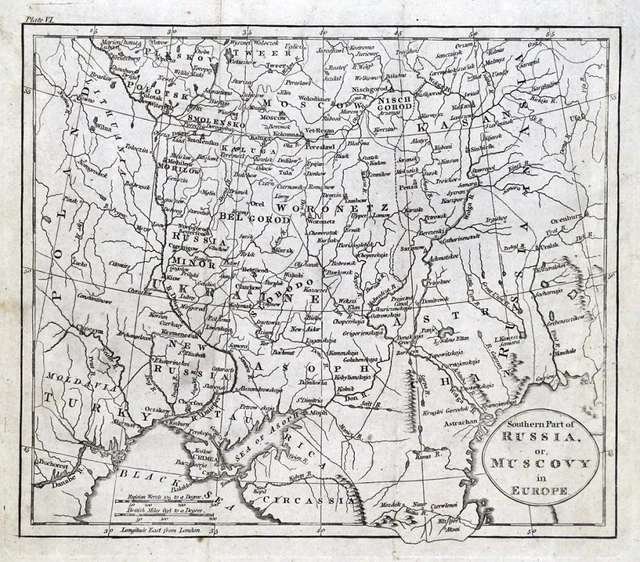 SOUTHERN RUSSIA OR MUSCOVY IN EUROPE Original Guthrie Antique Map 1793 ...
