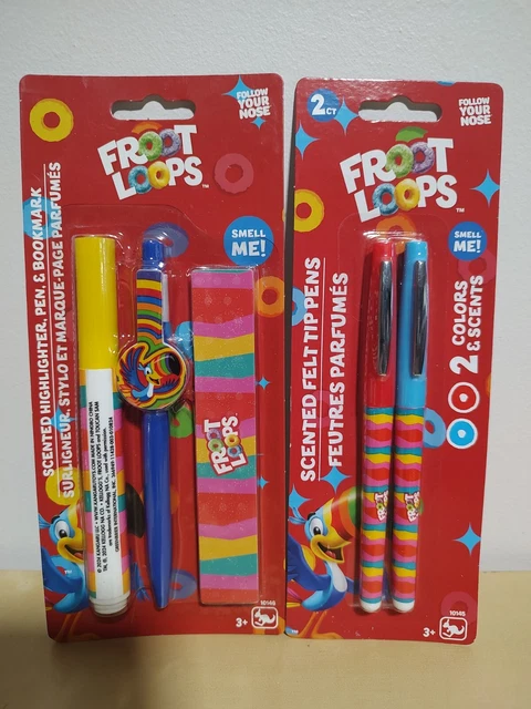 FRUIT LOOPS SCENTED Highlighter Pen Bookmark Pack & Felt Tip Color Pen ...