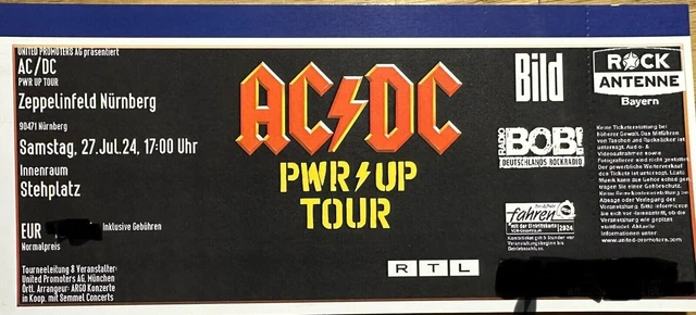 100% SERIÖS: 1 Ticket/ Karte AC/DC in Stuttgart 17.07.2024, Stehplatz ...