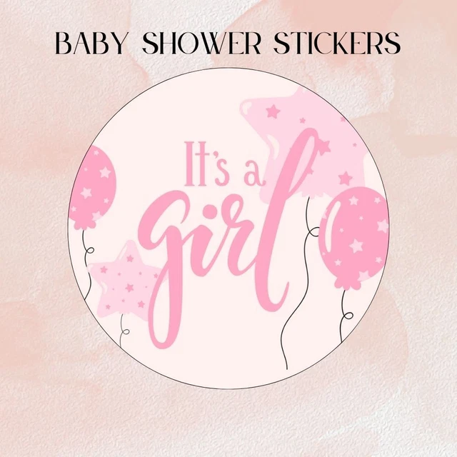BABY SHOWER STICKERS, Baby Girl Favour, It's a girl label, gender ...