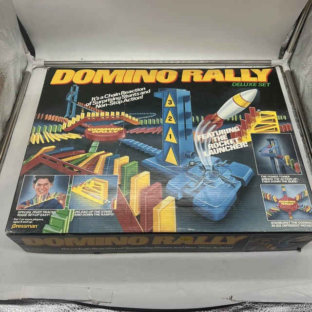 DOMINO RALLY DELUXE Set by Pressman Vintage 1989 Surprising Stunts ...