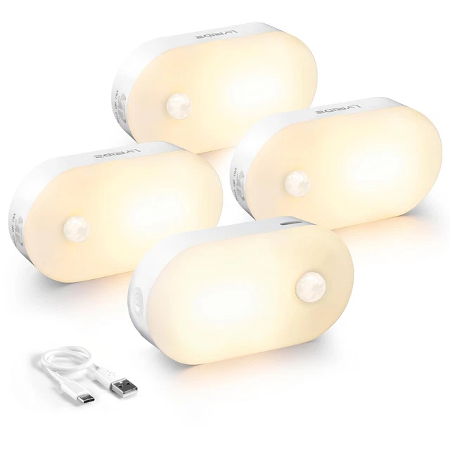 MOTION SENSOR NIGHT Light 1-20LM Stick on Mini Nightlight Rechargeable ...