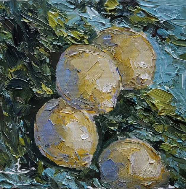 LEMON TREE OIL Painting Vivek Mandalia Impressionism 8X8 Collectible ...