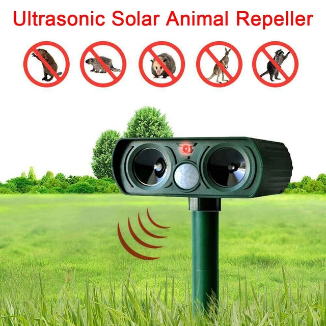 SOLAR ULTRASONIC BIRD Repeller Pest Control Scarer Deterrent PIR Motion ...