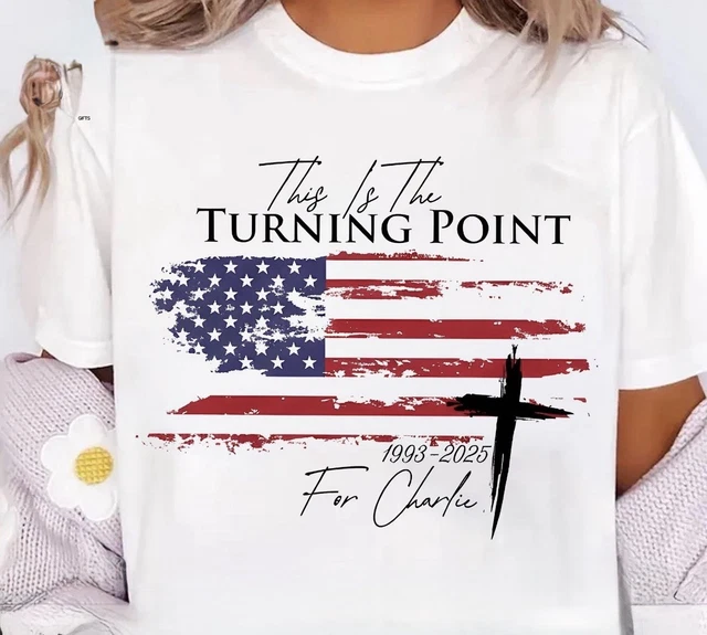 CHARLIE KIRK THE Turning Point 1993-2025 Rip Memorial American Flag T ...