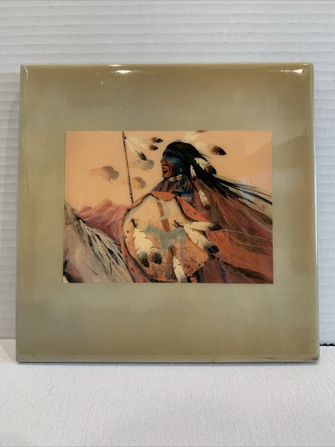 VINTAGE 60’S NATIVE American Indian Artist Jim Prindiville Art Tile ...