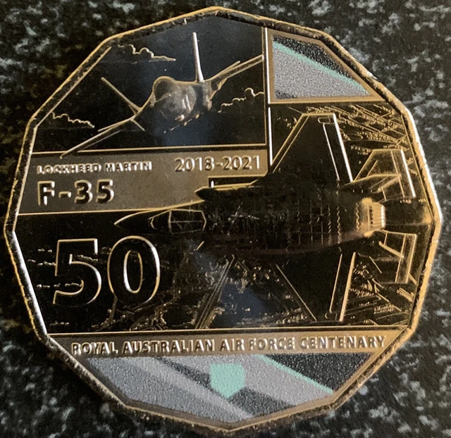 2021 50 CENTS RAAF Centenary LOCKHEED MARTIN F-35 STRIKE FIGHTER UNC in ...
