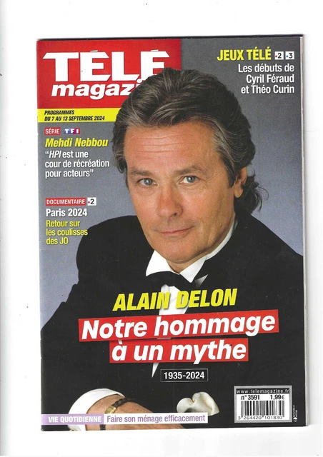 TELE MAGAZINE-07 SEPTEMBRE 2024-Alain DELON:hommage à un mythe/Mehdi NEBBOU/ EUR 8,99 - PicClick FR